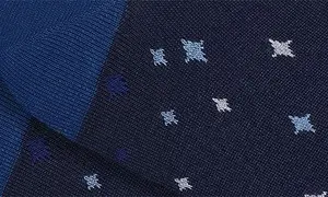 Bugatchi Star Pattern Mercerized Cotton Blend Dress Socks - Navy