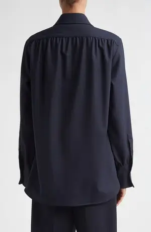 Victoria Beckham Yoke Detail Stretch Button-up Shirt - Midnight