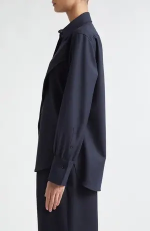 Victoria Beckham Yoke Detail Stretch Button-up Shirt - Midnight