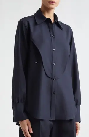 Victoria Beckham Yoke Detail Stretch Button-up Shirt - Midnight