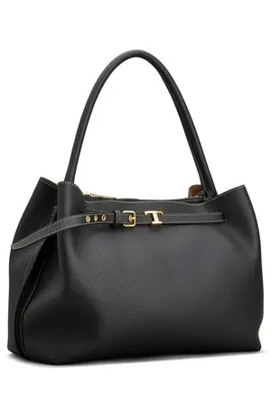 TOD'S T Timeless Leather Top Handle Bag - Nero