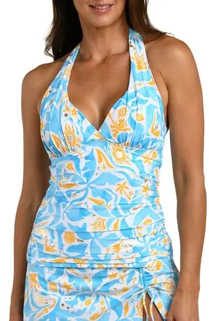 La Blanca Halter Tankini Top - Sky