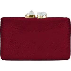 LIKHA Solid Rectangle Clutch - Dark Cherry Red