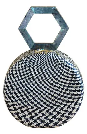 Likhâ Round Handbag With Mother-of-pearl Handle - Black