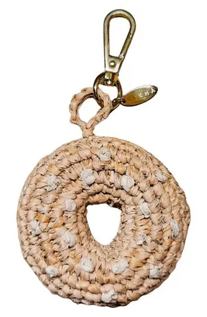 Likhâ Nyc Bagel Raffia Bag Charm - Light Brown
