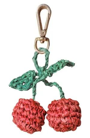Likhâ Cherry Raffia Bag Charm - Red