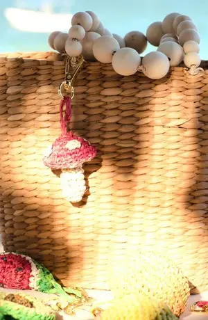 Likhâ Mushroom Raffia Bag Charm