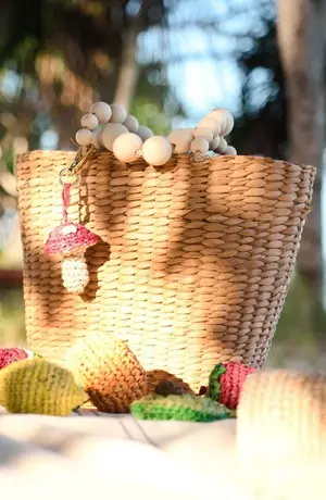 Likhâ Mushroom Raffia Bag Charm