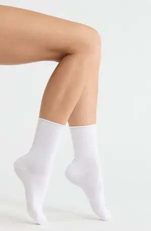 Nordstrom Rolltop Crew Socks - White