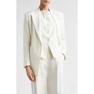Eleventy Double Breasted Linen Blend Blazer - 00 Ivory