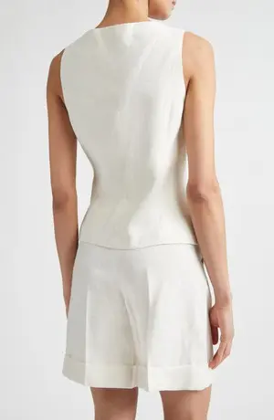 Eleventy Linen Blend Bateau Neck Vest