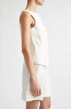 Eleventy Linen Blend Bateau Neck Vest