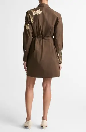 Vince Iris Floral Print Tie Waist Shirt Dress