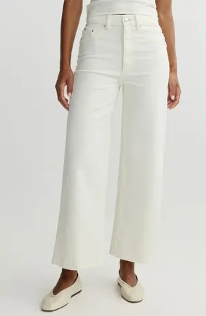 DL1961 Hepburn High-waist Ankle Wide-leg Jeans - Eggshell