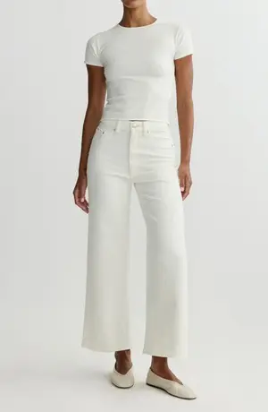 DL1961 Hepburn High-waist Ankle Wide-leg Jeans - Eggshell