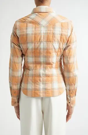 Moncler Nangy Quilted Shirt Jacket - Orange Check