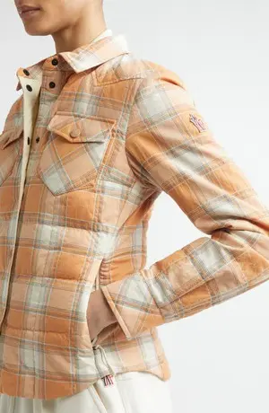 Moncler Nangy Quilted Shirt Jacket - Orange Check