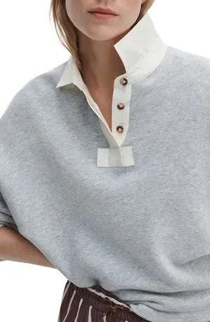 Rag & Bone Vintage Terry Polo Sweatshirt - Heather Grey