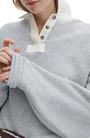 Rag & Bone Vintage Terry Polo Sweatshirt - Heather Grey