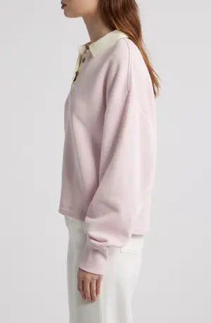 Rag & Bone Vintage Terry Polo Sweatshirt - Peony