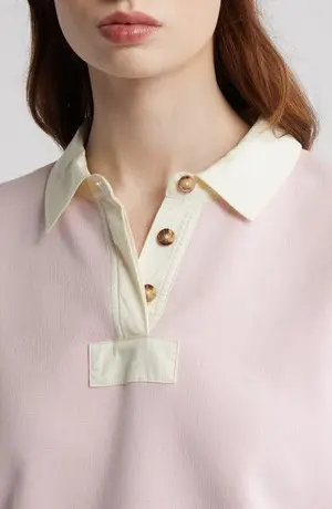 Rag & Bone Vintage Terry Polo Sweatshirt - Peony