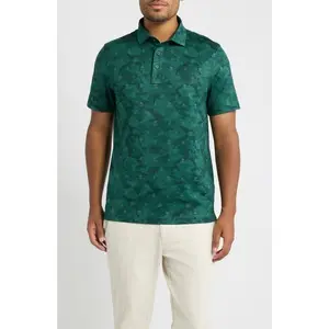 G/fore Icon Camo Stretch Tech Jersey Golf Polo Shirt - Pine
