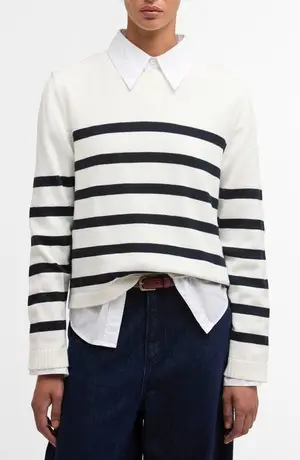 Barbour Fern Stripe Sweater - Cloud/navy