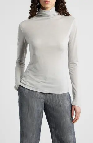 BOSS Elavu Turtleneck Top - Silver Grey Melange