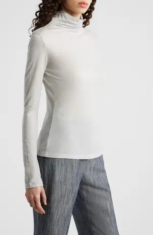 BOSS Elavu Turtleneck Top - Silver Grey Melange