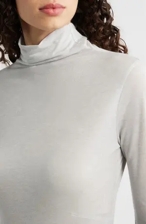 BOSS Elavu Turtleneck Top - Silver Grey Melange