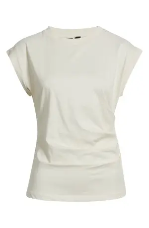 BOSS Epka Strong Shoulder Jersey Top - Soft Cream