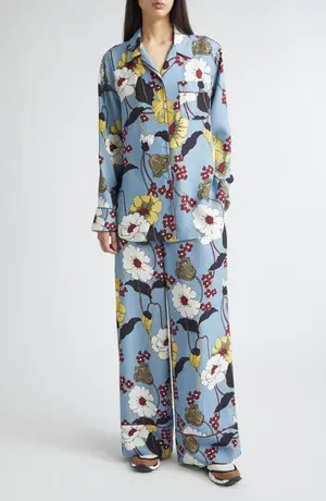 Marni Melodia Floral Satin Pajama Shirt