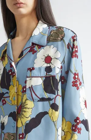 Marni Melodia Floral Satin Pajama Shirt