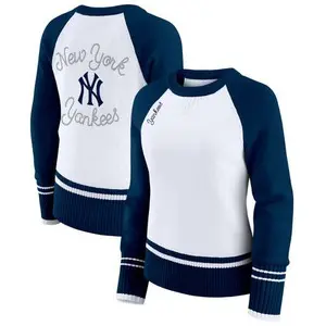 WEAR BY ERIN ANDREWS New York Yankees Colorblock Raglan Sweater - White