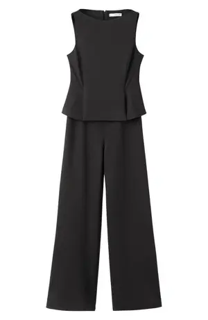 Mango Peplum Sleeveless Jumpsuit - Brown