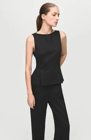 Mango Peplum Sleeveless Jumpsuit