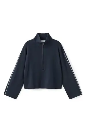 Mango Contrast Stripe Half Zip Sweater