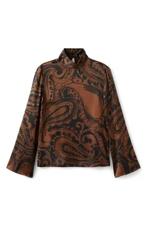 Mango Paisley Print Satin Top