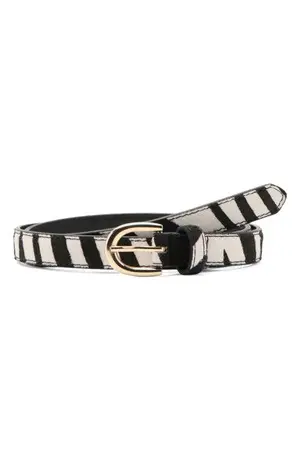 Mango Animal Print Calf Hair Belt - Black