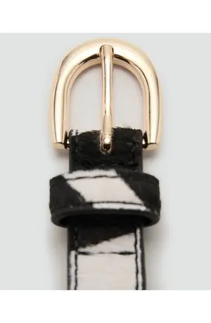 Mango Animal Print Calf Hair Belt
