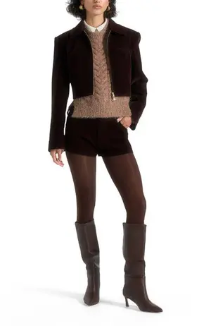Manière De Voir Samia Velvet Mini Shorts - Brown
