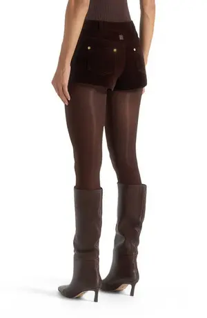 Manière De Voir Samia Velvet Mini Shorts - Brown
