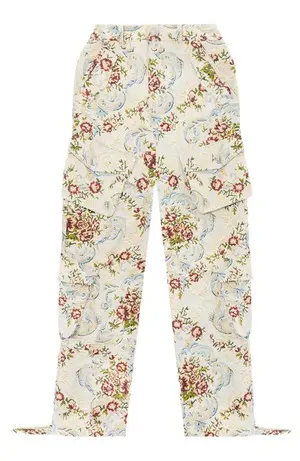 Manière De Voir Floral Jacquard High Waisted Cargo Pants