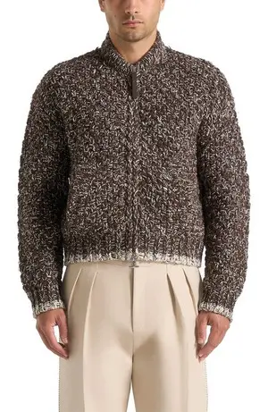 Manière De Voir Speckled Knit Bomber Jacket