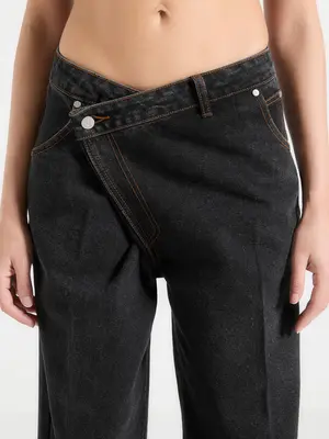 Manière De Voir Astrid Wrapover Wide Leg Jeans - Black