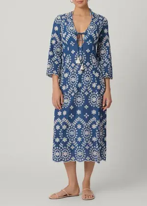 Shoshanna Cannes Embroidered Maxi Cover Up - Chambray