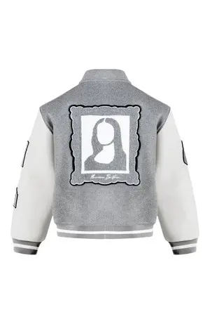 Manière De Voir Mona Lisa Wool Blend Varsity Jacket - Grey