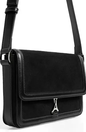 Manière De Voir Suede And Vegan Leather Crossbody Bag - Black
