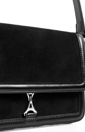 Manière De Voir Suede And Vegan Leather Crossbody Bag - Black