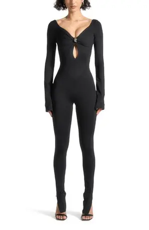 Manière De Voir Twisted Bust Off-shoulder Jumpsuit - Black